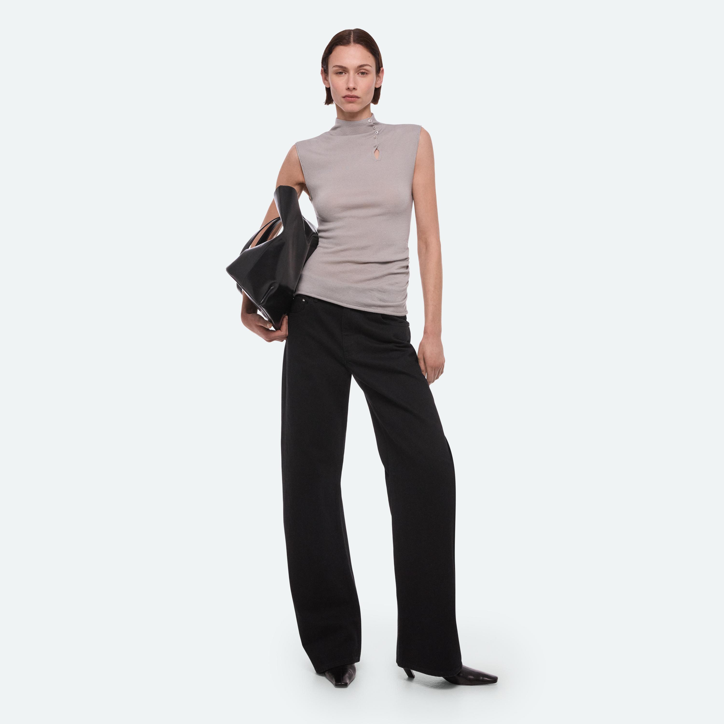 HELMUT LANG Helmut Lang Sleeveless Turtleneck Tank with Button Detail